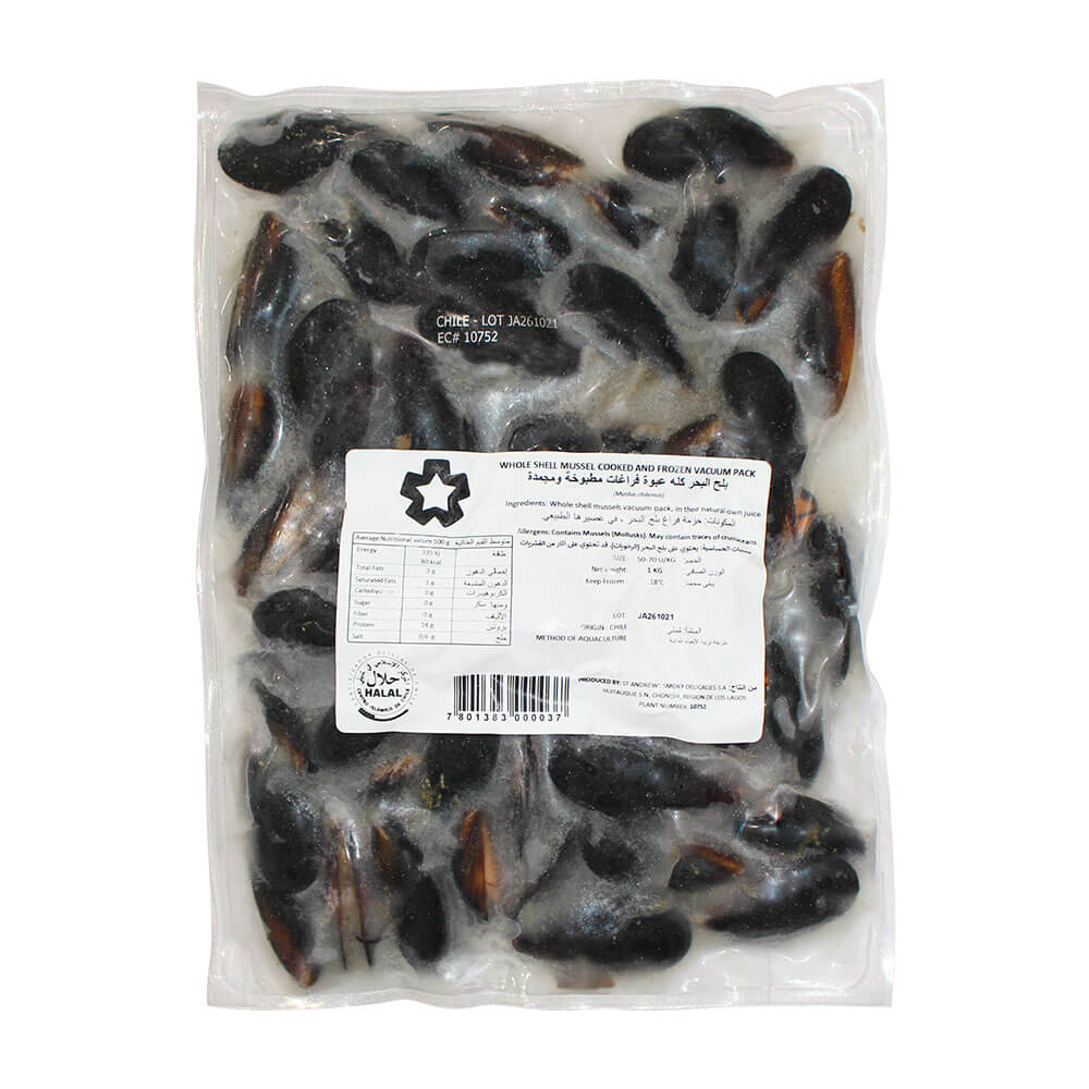 St. Andrews Whole Shell Mussel Cooked 50-70 | 21GS